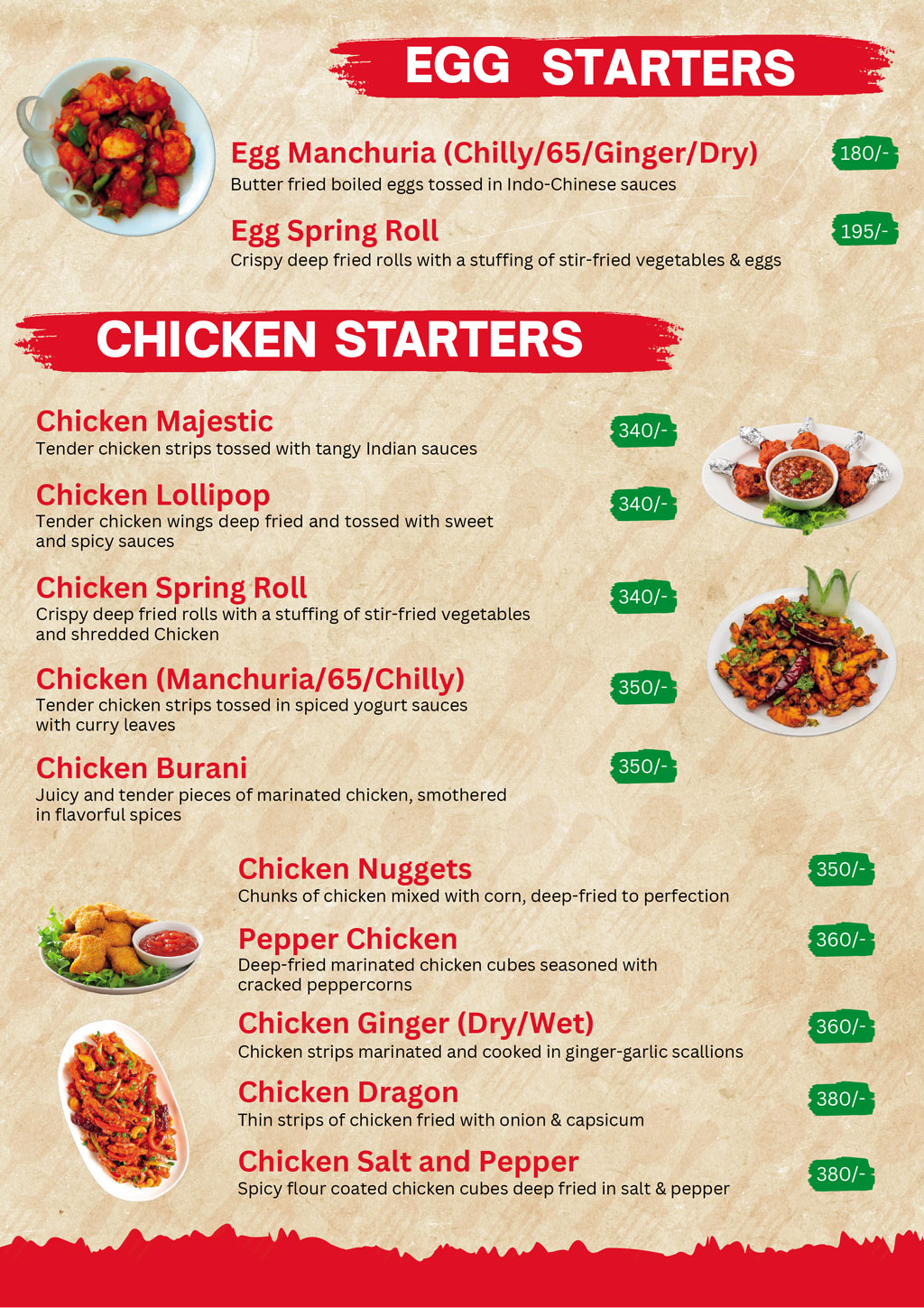 New Peacock Restaurant | Menu